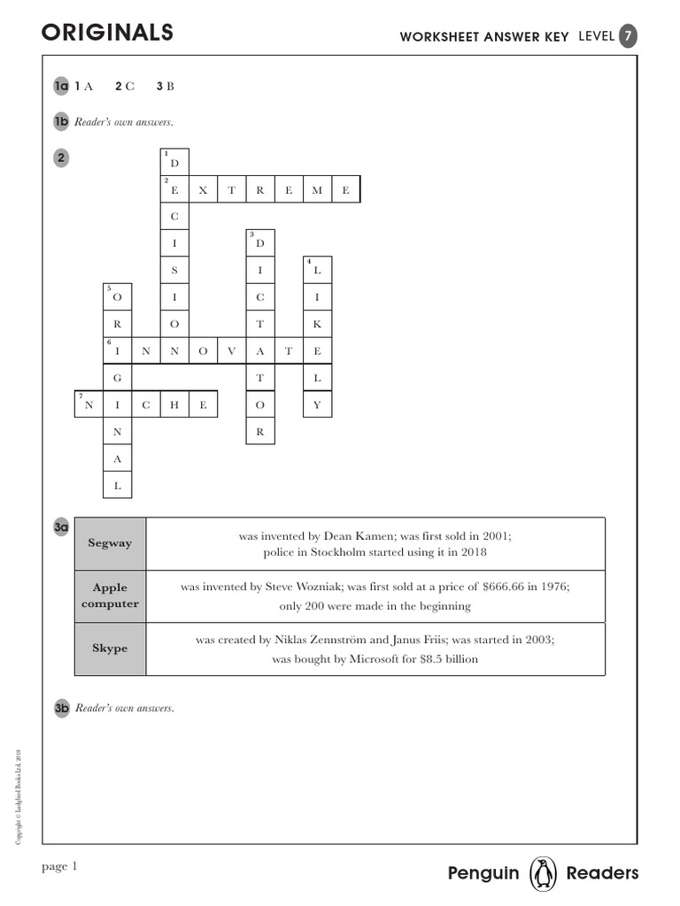 PR ORIGINALS WorksheetAnswerKey | PDF
