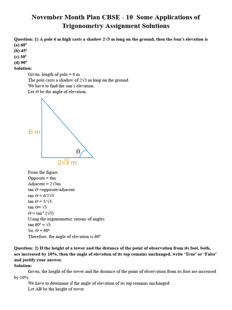 CH 9 Some Apllications of Trignometry | PDF | Trigonometry | Euclid