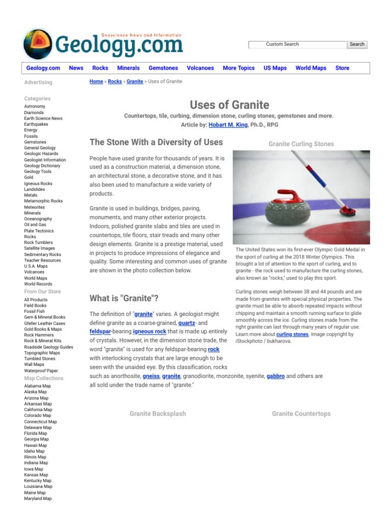 Uses of Granite - Countertops, Tile, Curbing, Dimension Stone | PDF ...