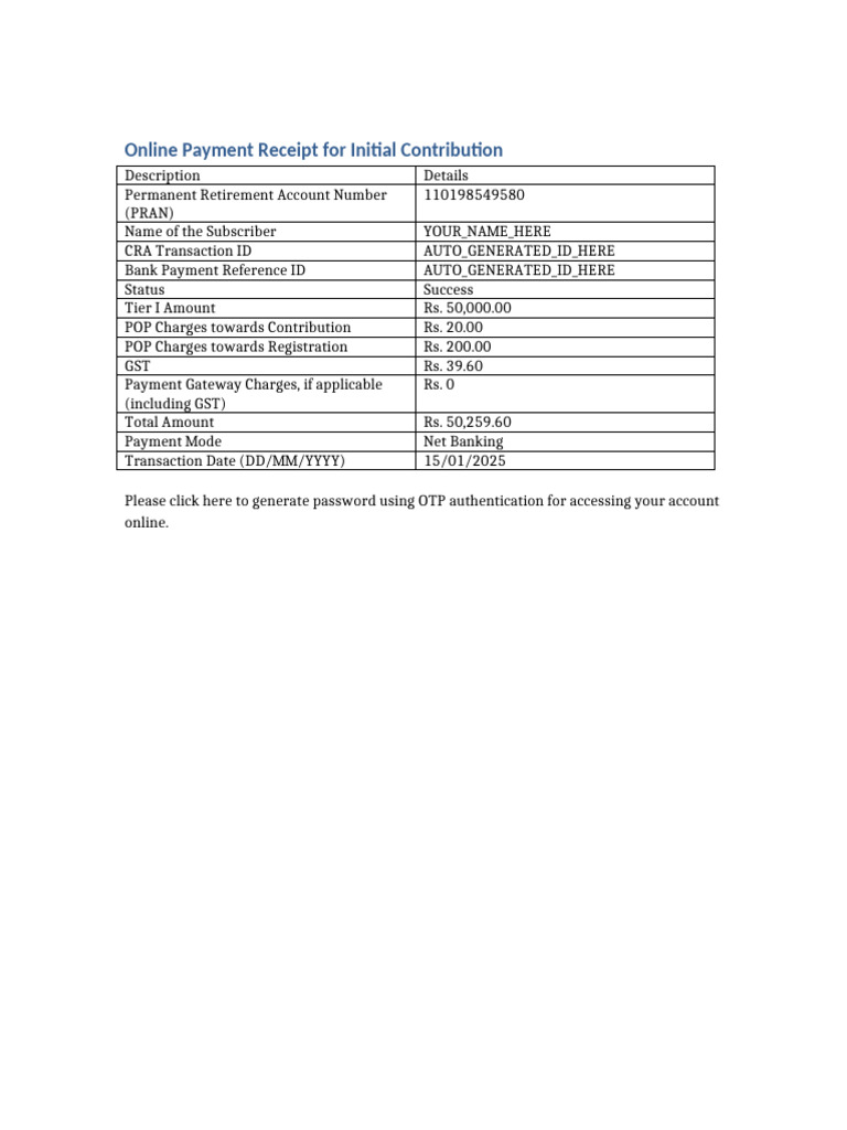 Nps Receipt 50k | PDF