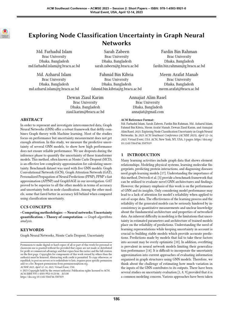 Exploring Node Classification U Ncertainty in Graph Neural | PDF | Machine Learning | Applied ...