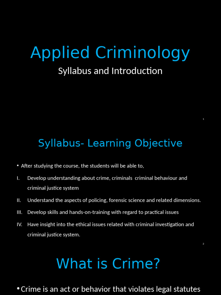 Applied Criminology Unit 1 | PDF | Crime & Violence | Crimes