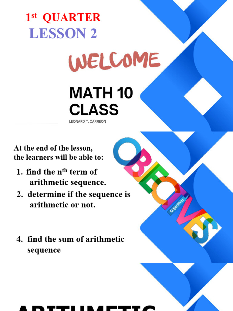 Lesson 2 Arithmetic Sequence Part1 | PDF | Mathematics | Arithmetic