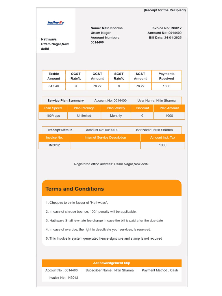 Internet Invoice | PDF