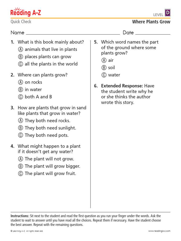 D13-Where Plants Grow | PDF | Reading Comprehension | Human Communication