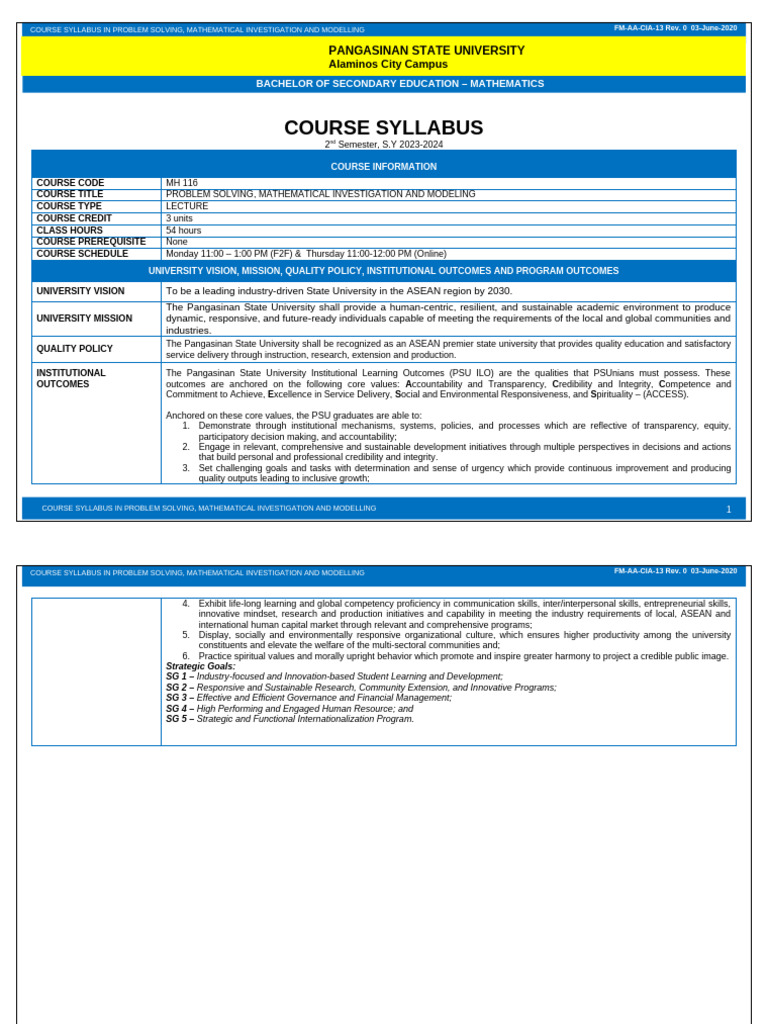 Math 116 Problem Solving Math Investigation and Modeling | PDF ...