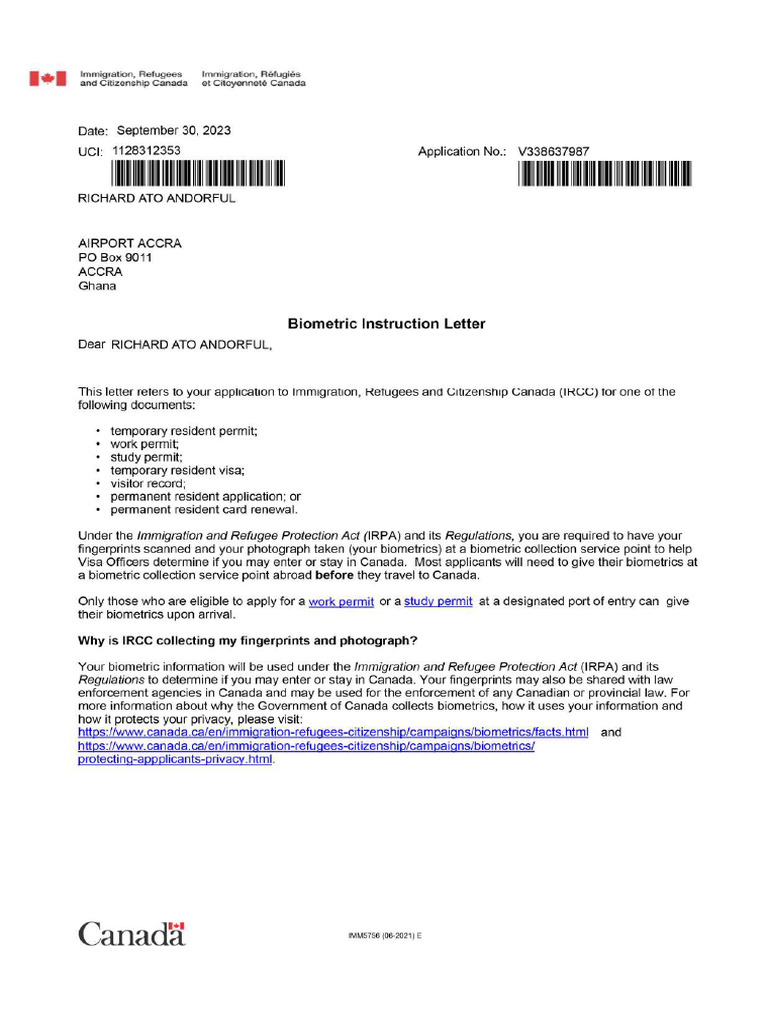 ANDORFUL-BIOMETRIC-LETTER-1 | PDF