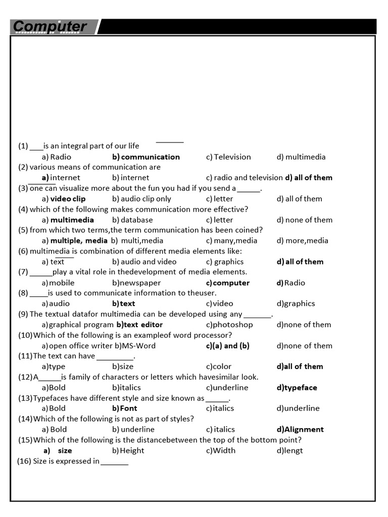Mcqs | PDF | Typefaces | Computer Graphics