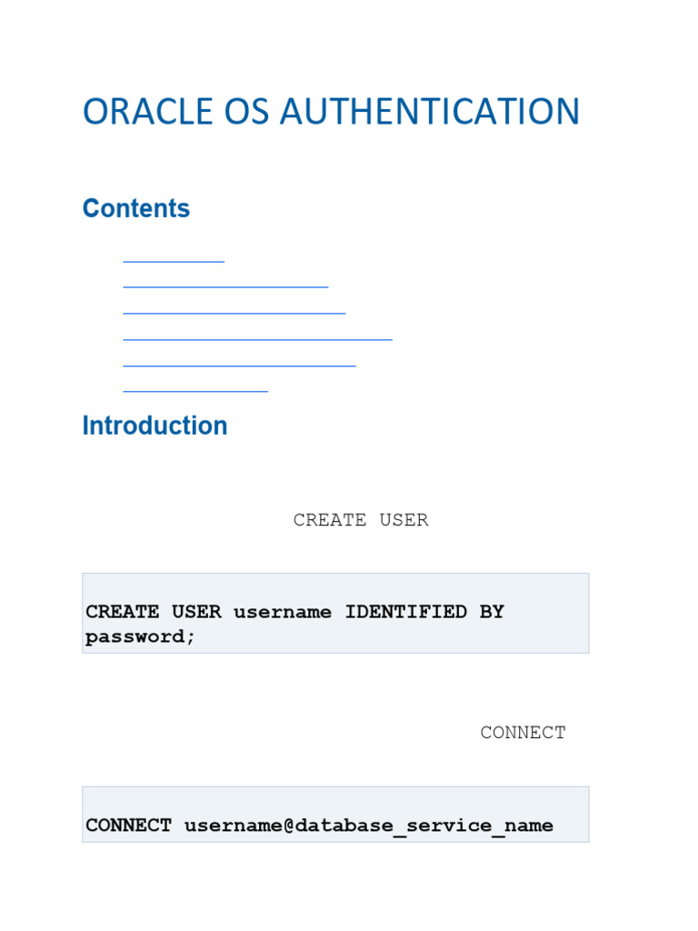 Oracle Os Authentication | PDF | User (Computing) | Databases