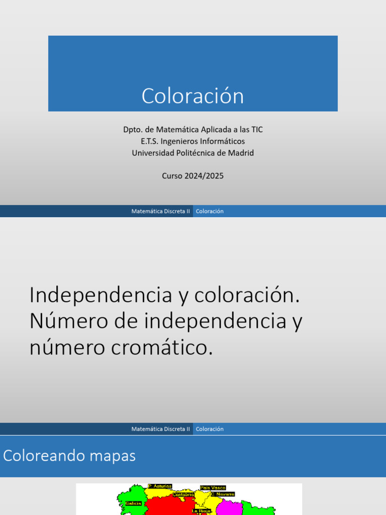 Transparencias Tema 6 - Coloración | PDF | Teoría de grafos | Conceptos matemáticos
