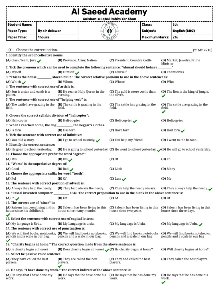 8th English (SNC) English A | PDF | Verb | Adverb