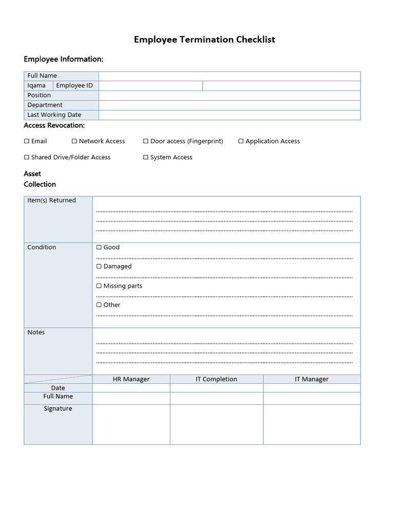 Employee Termination Checklist | PDF