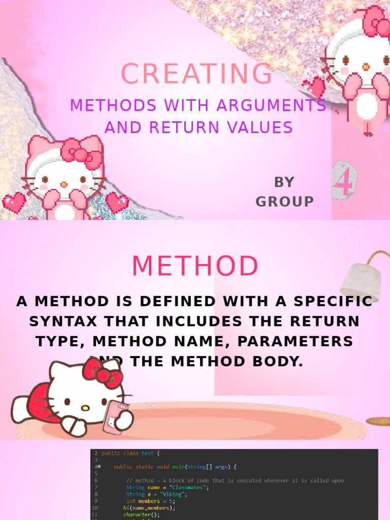 Creating Methods With Arguments And Return Values 1 Pdf