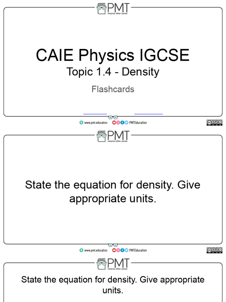 Topic 1.4 Density - CAIE Physics IGCSE | PDF | Density | Volume