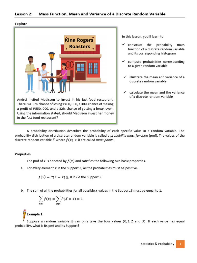 Lesson 2 | PDF | Probability Distribution | Variance