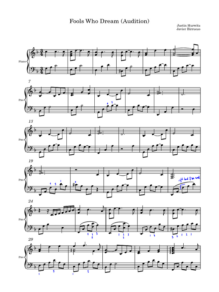 Fools Who Dream Audition Piano | PDF