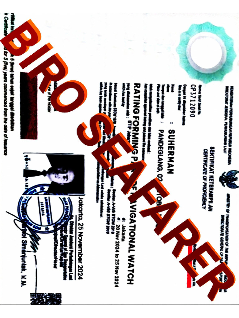 Sertifikat Rating Deck SUHERMAN PDF | PDF