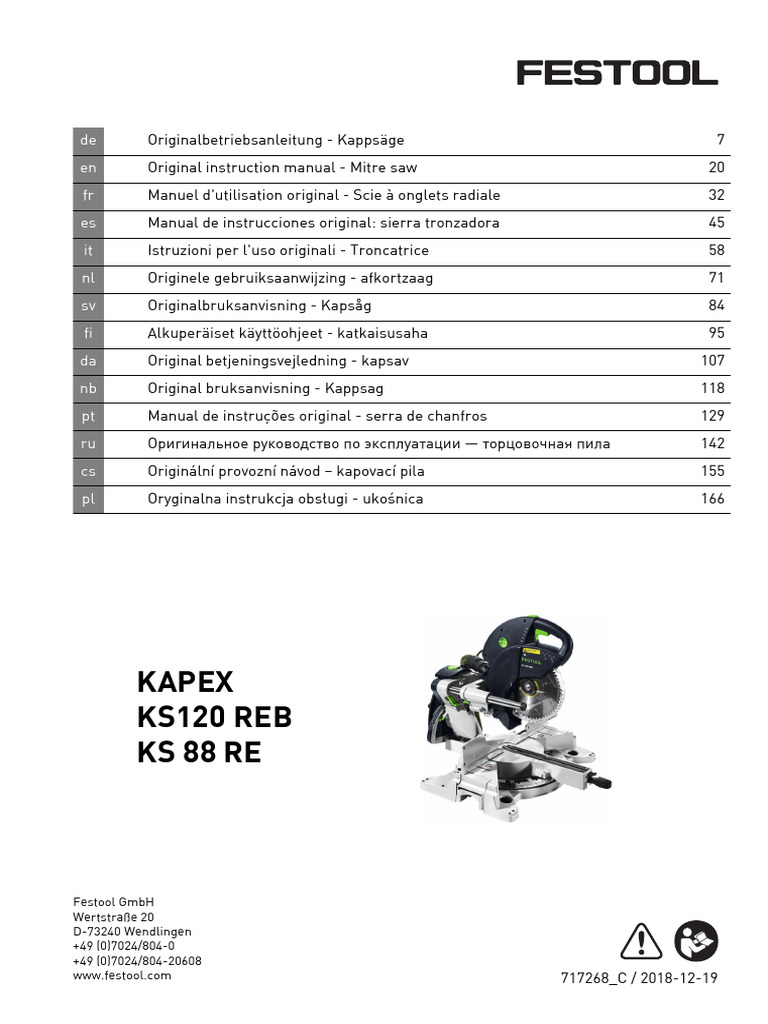 Festool Kapex Ks120reb Manual | PDF