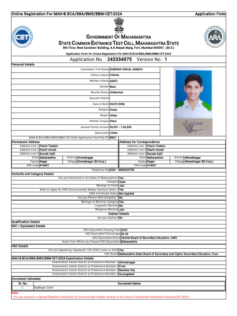 State Common Entrance Test Cell, Government of Maharashtra __.. (1 ...