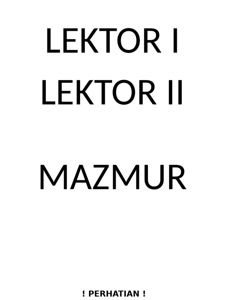 Panduan Tugas Lektor dan Mazmur | PDF