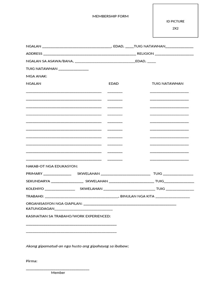 MEMBERSHIP FORM LDC | PDF
