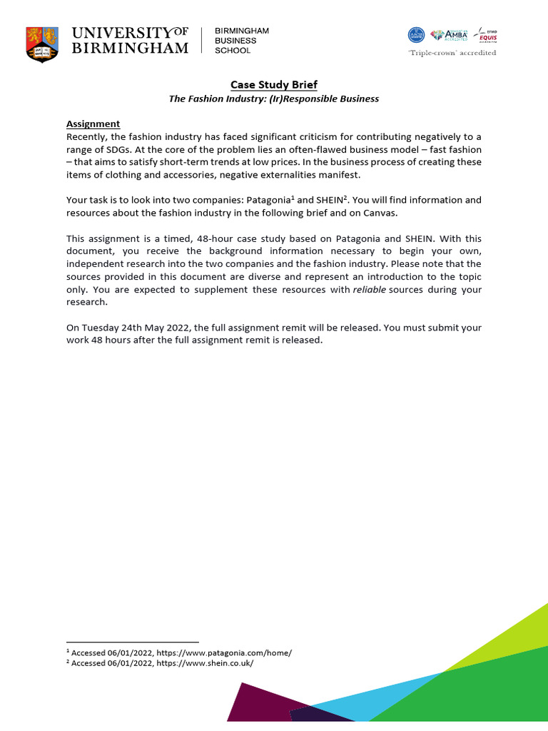 Case+Study+Brief | PDF | Life Cycle Assessment | Clothing