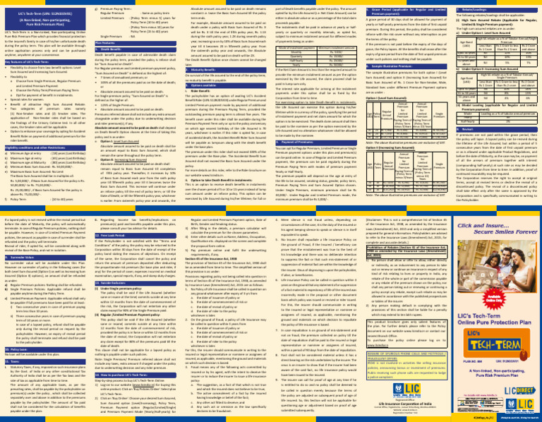 LIC's Online Risk Protection Plan | PDF | Insurance | Life Insurance