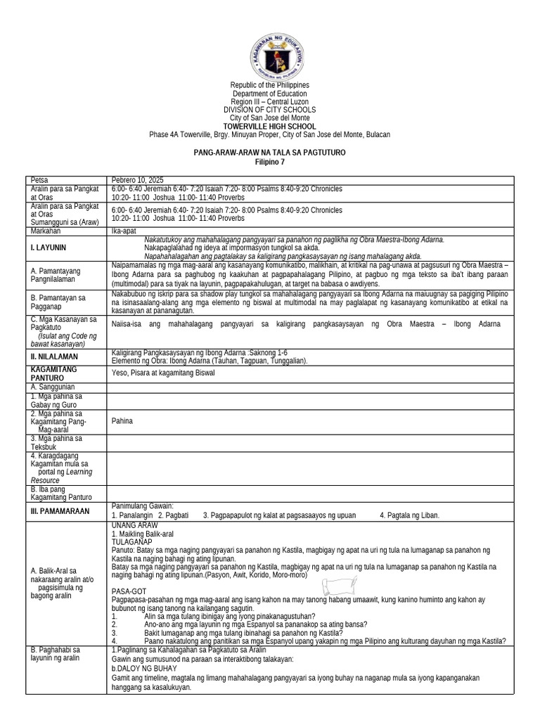 MONDAY FILIPINO 7-W1-Q4 | PDF