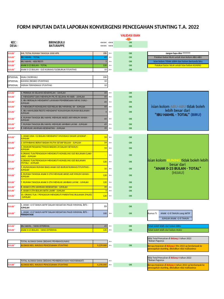 Form Inputan Data Laporan Stunting | PDF