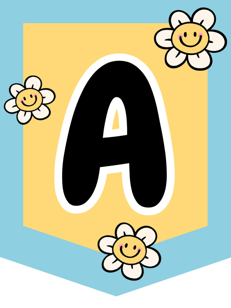 Retro Groovy Flower Classroom Alphabet Bunting in Colorful Illustrative ...