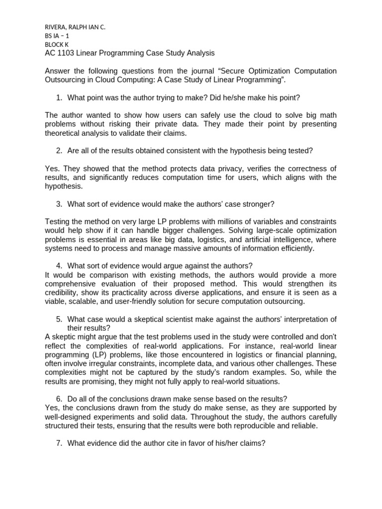 Rivera, Ralph Ian C. Ac1103 | PDF | Linear Programming | Evidence