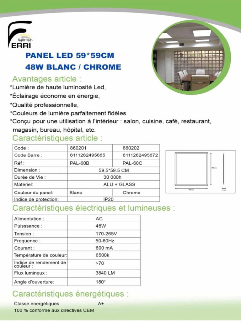 fiche technique led panel ferry | PDF