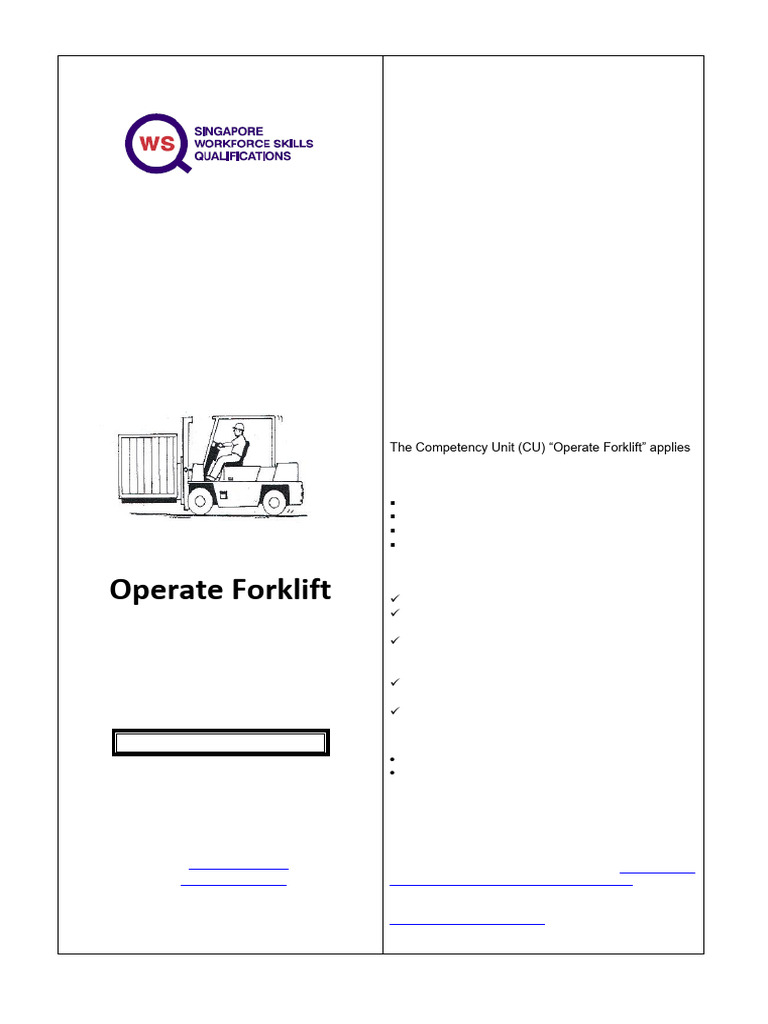 THTC WSQ Operate Forklift Brochure Apr23 | PDF | Forklift | Driver's ...