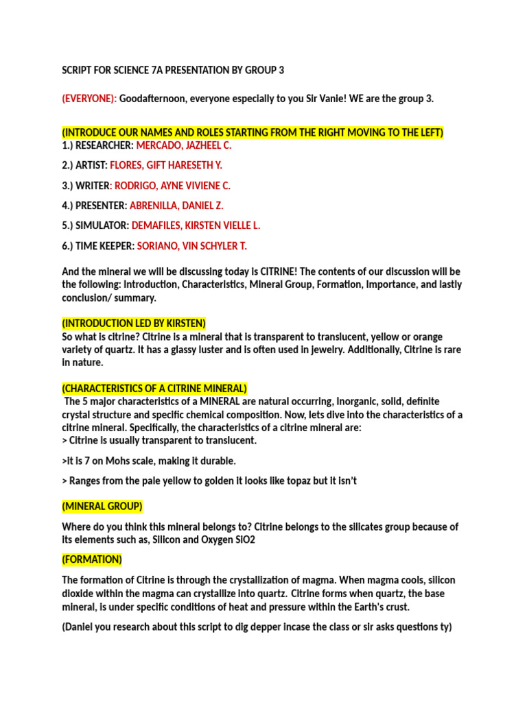 Script For Science 7a Presentation by Group 3 | PDF
