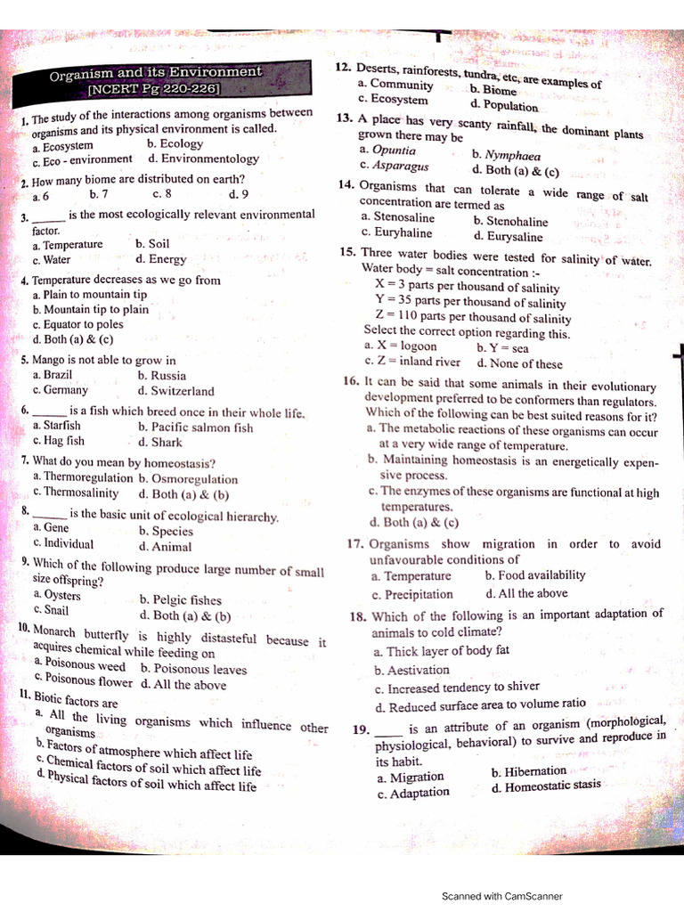 Organisms and Population WS2 | PDF