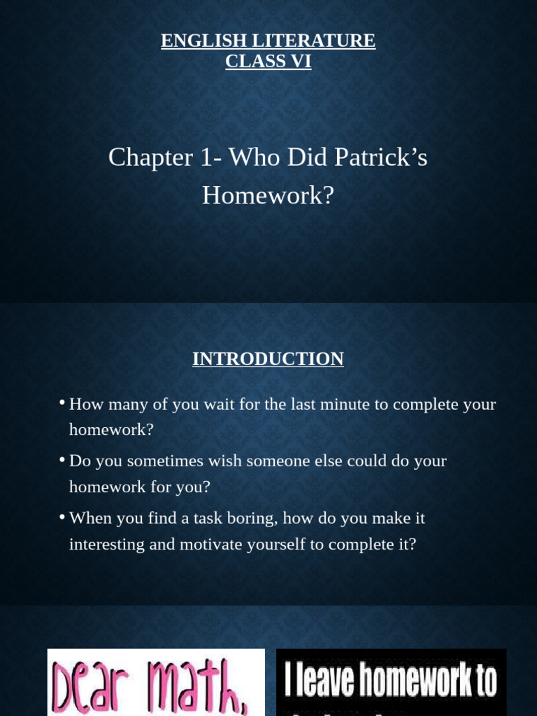 Patrick's Homework: A Literary Analysis | PDF | Elves