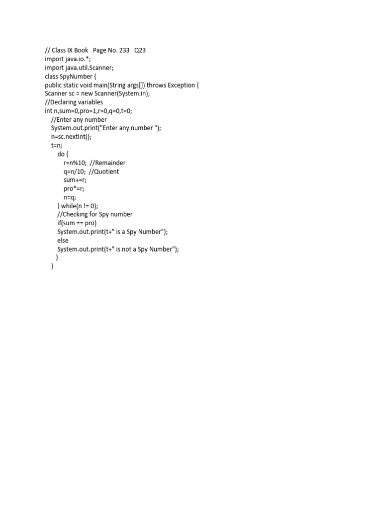 Java Program to Check Spy Number | PDF