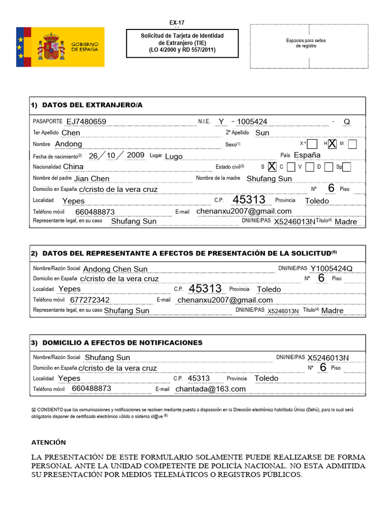 17-Formulario TIE | PDF