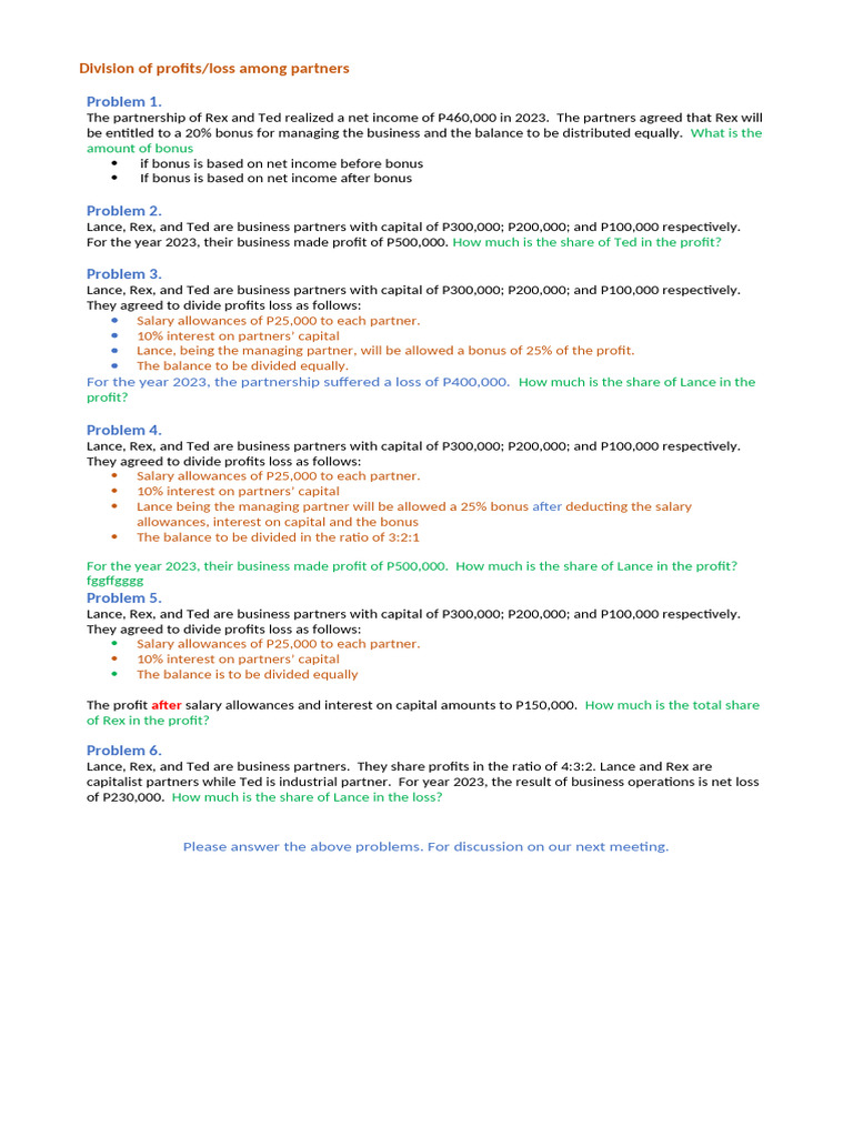 Division of Profits | PDF | Wealth | Business Economics