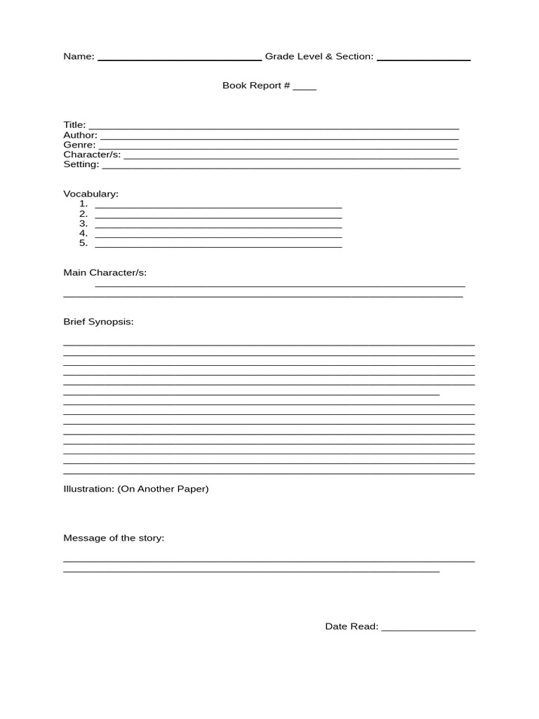 Book Report Format | PDF