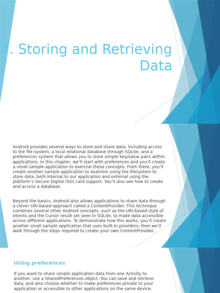 7. Storing and retrieving data | PDF | Databases | Data