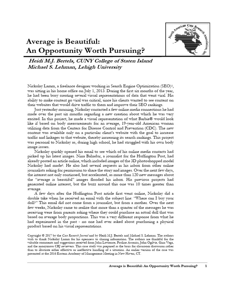 Average Is Beautiful An Opportunity Worth Pursuing | PDF | Barbie