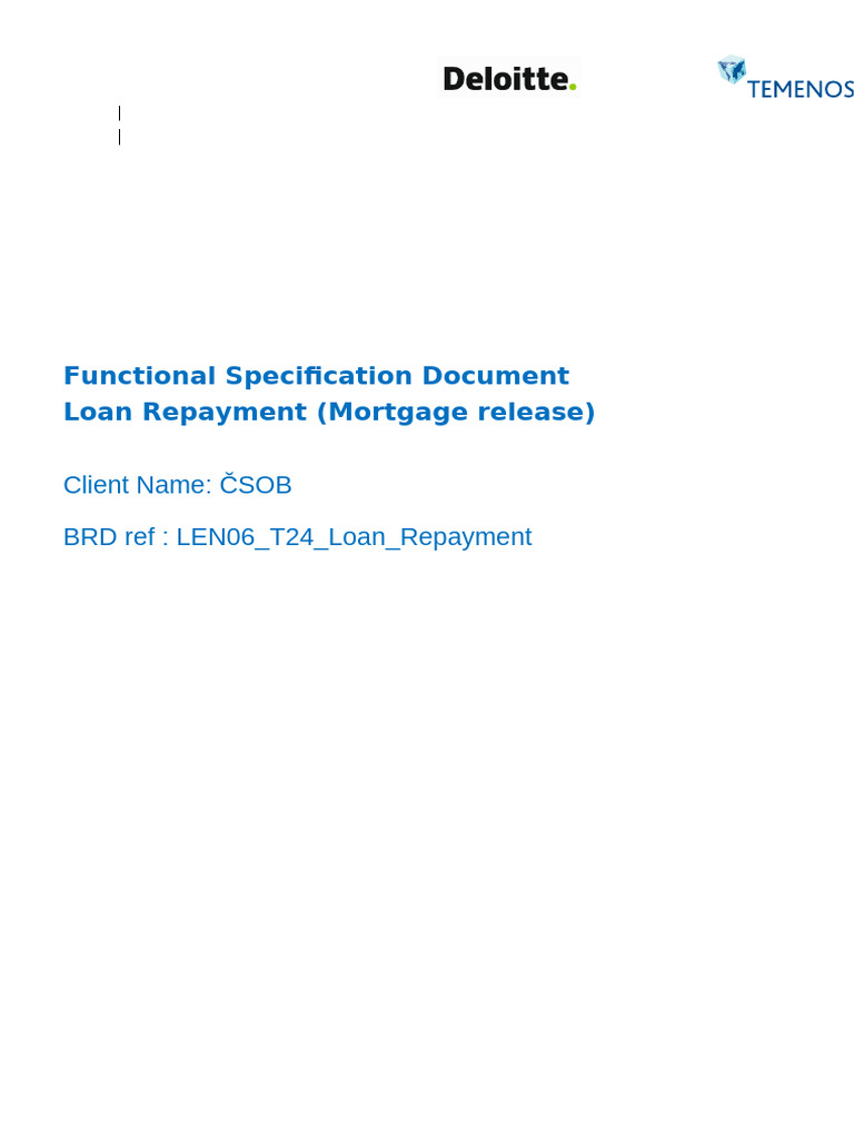 Functional Specification Document | PDF | Mortgages | Loans