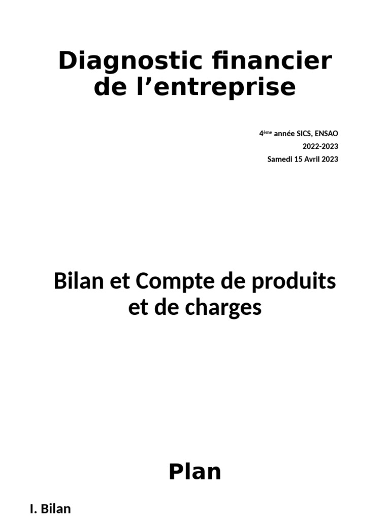 Cours Bilan Et CPC 15 Avril Etudiant | PDF | Bilan comptable | Capitaux ...