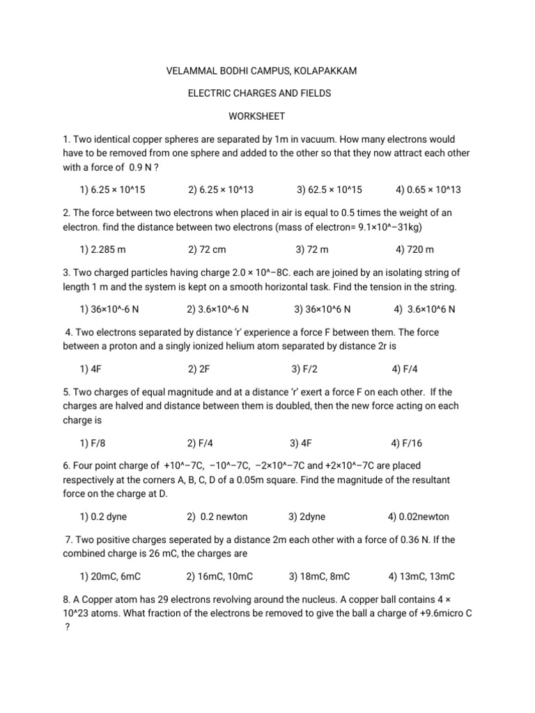 Electric Charges and Fields | PDF | Electron | Force