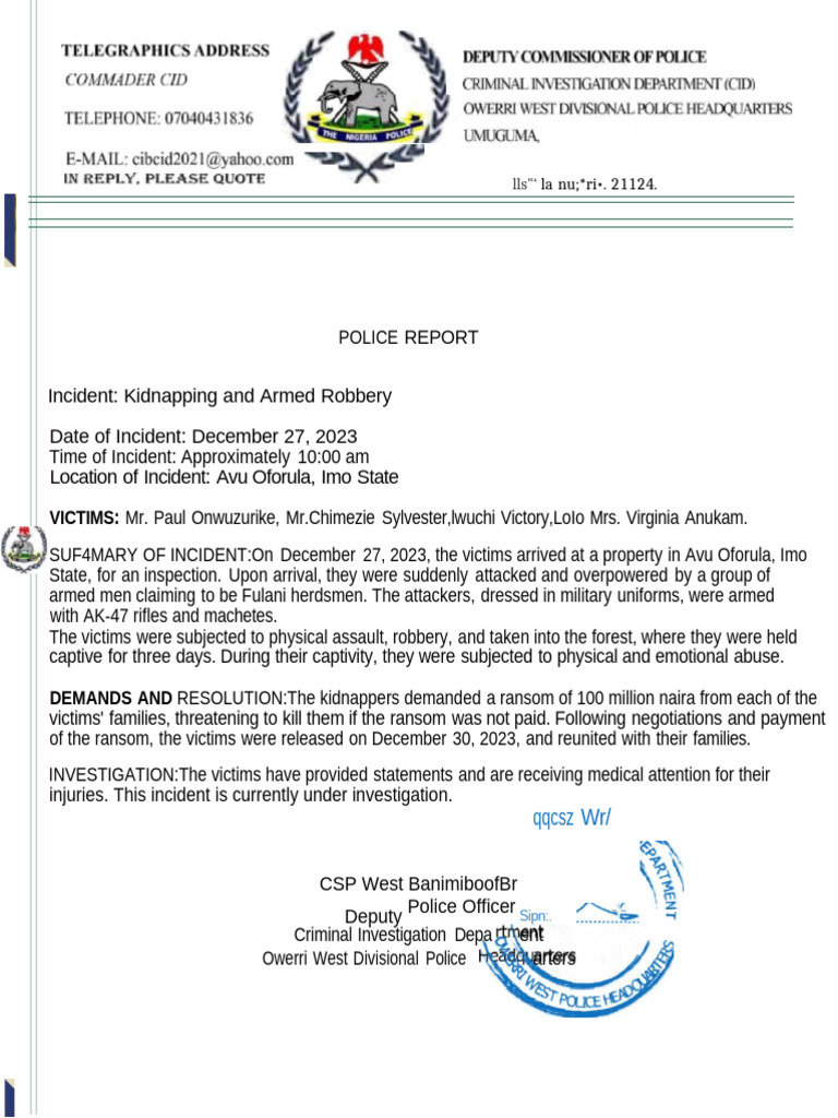 Paul Onwuzurike POLICE REPORT | PDF