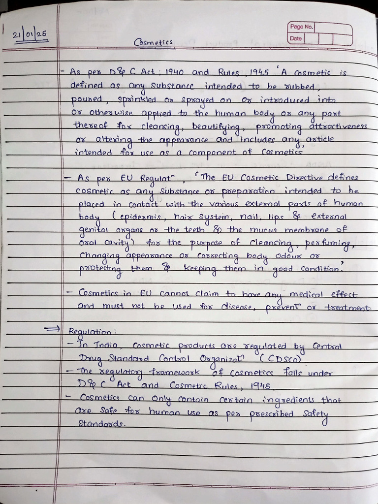 Cosmetic Science Shreya Notes | PDF