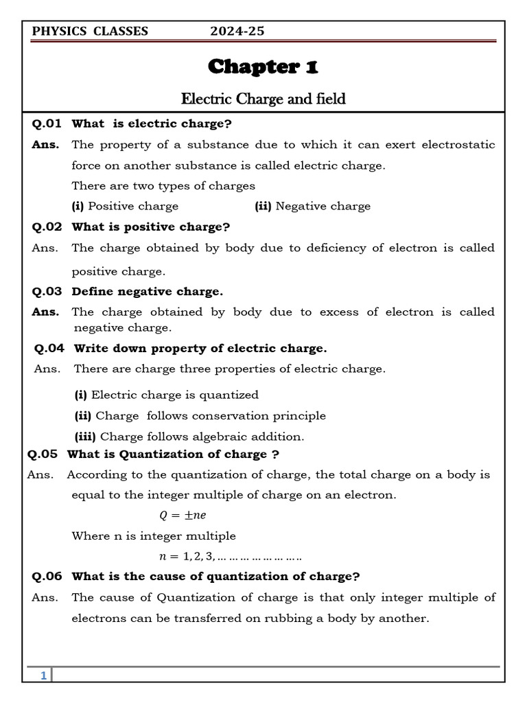 1-Charge and Field | PDF | Electric Charge | Electric Field