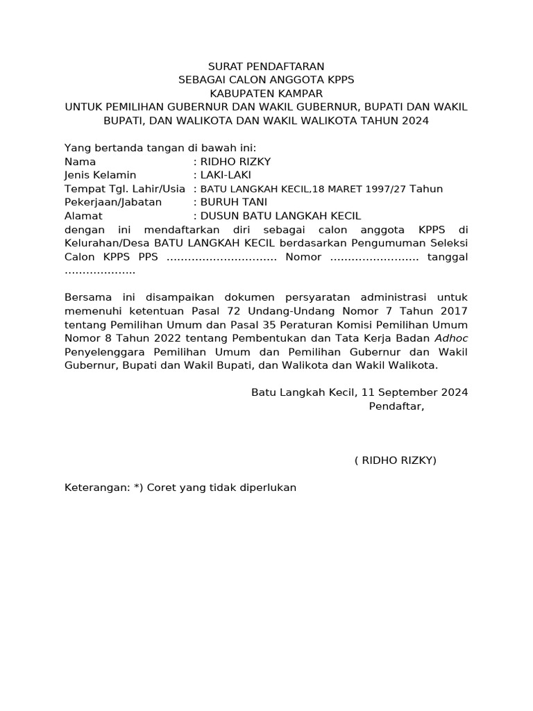 00 Surat Pendaftaran | PDF