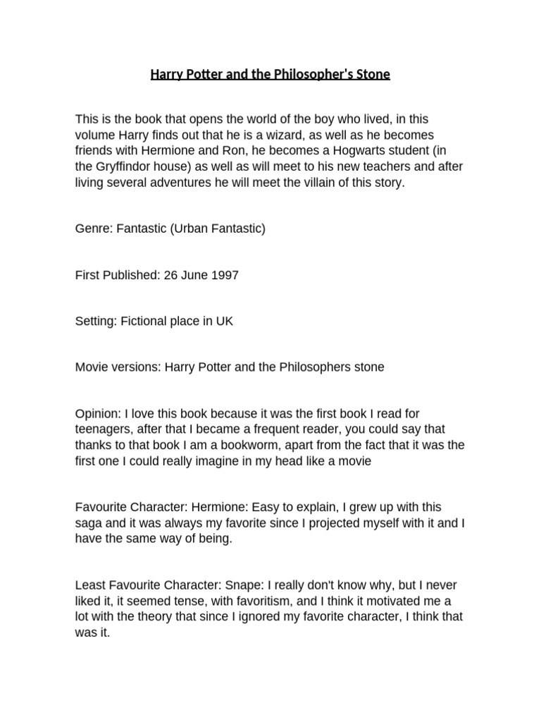 Harry Potter and the Philosopher's Stone PDF | PDF